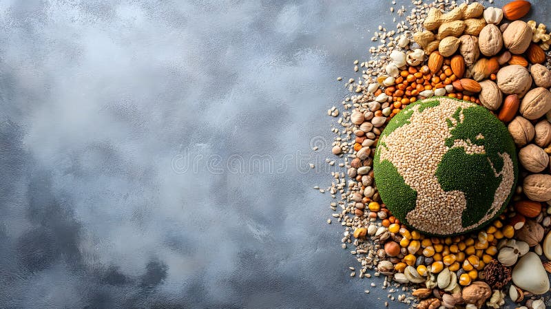 World Food Security Concept Earth Made of Seeds Nuts and Grains Stock ...