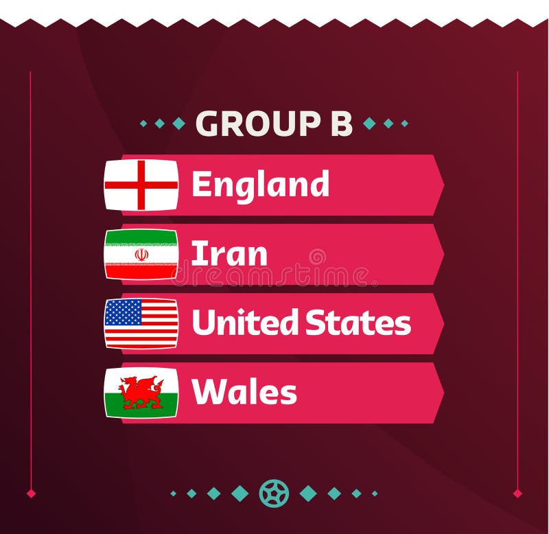 World Football 2022 Group B. Flags of the Countries Participating in ...
