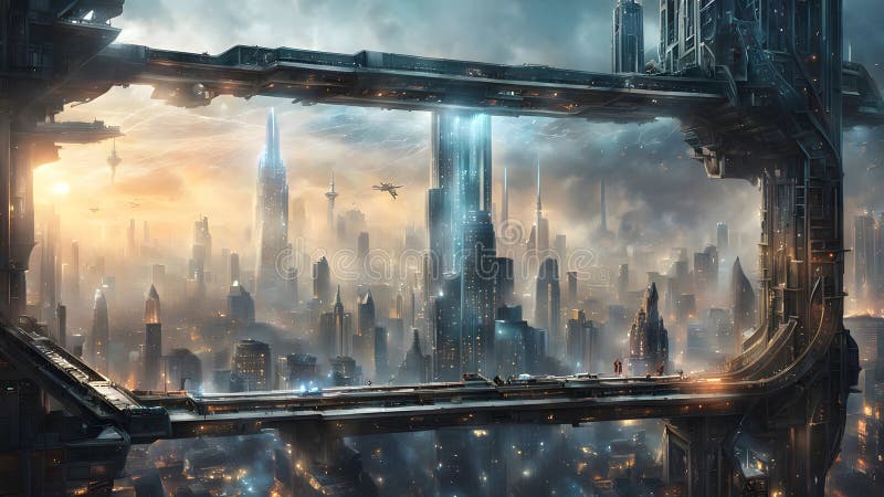 The World of the Future Has Advanced Technology Stock Illustration ...