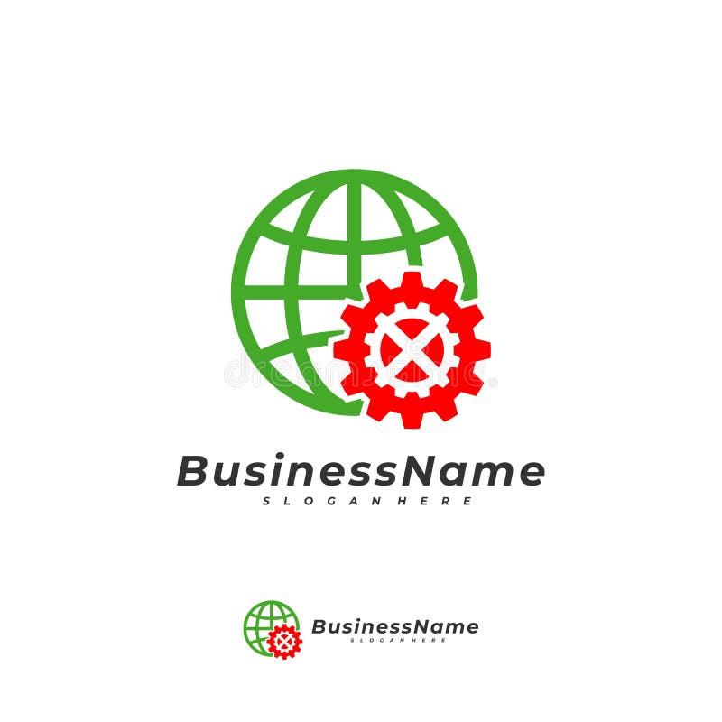 World Gear Logo Vector Template, Creative World Logo Design Concepts ...