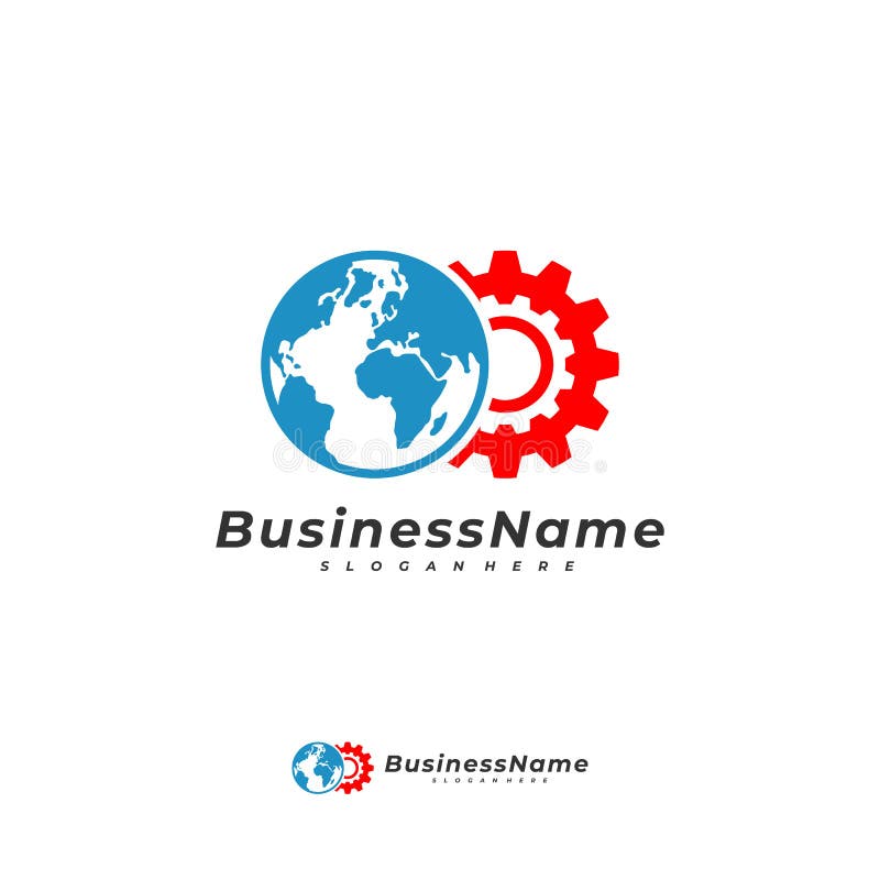 World Gear Logo Vector Template, Creative World Logo Design Concepts ...