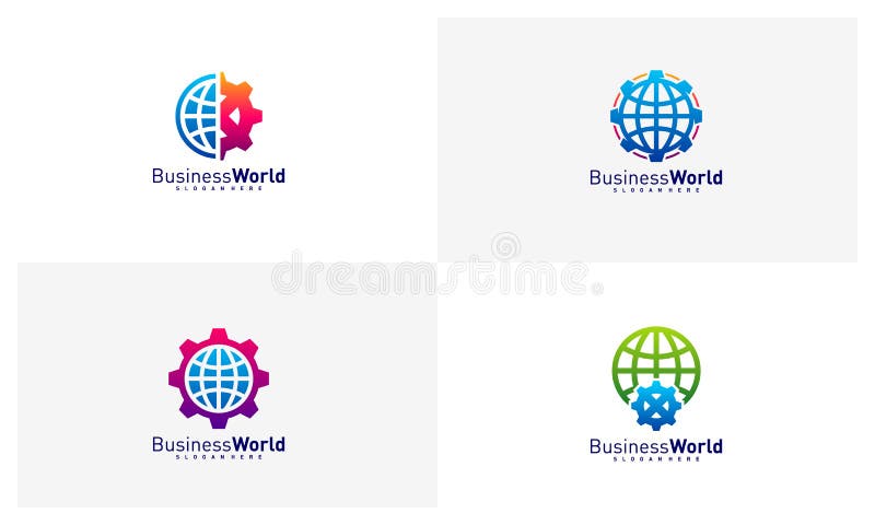World Gear Logo Vector Template, Creative World Logo Design Concepts ...