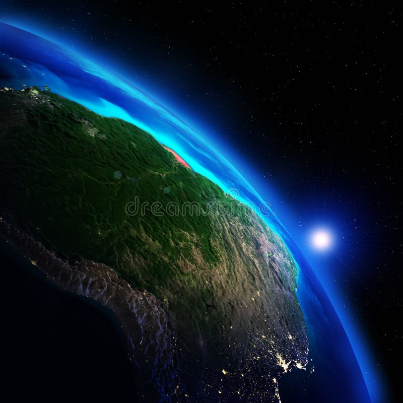 Geography World Map. Modified Toned with City Lights Stock Photo ...