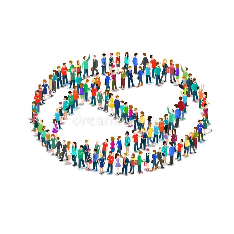 World Globalization People Group Globe Flat 3d Isometric Vector Stock ...