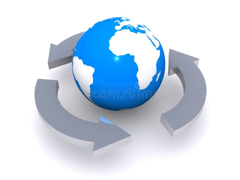 World globe and arrows stock illustration. Illustration of planet ...