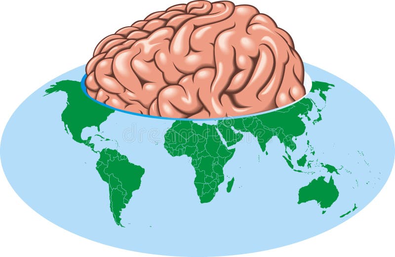 Brain World Globe Illustration Stock Vector - Illustration of ...