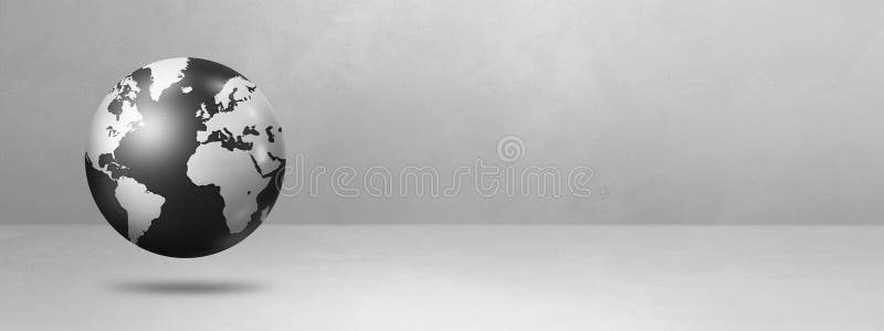 World Globe, Black Earth Map, Isolated on White. Banner Background ...