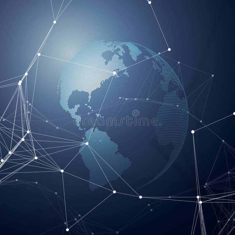 World Globe on Blue Background with Connecting Lines and Dots ... World Globe on Blue Background with Connecting Lines and Dots ...