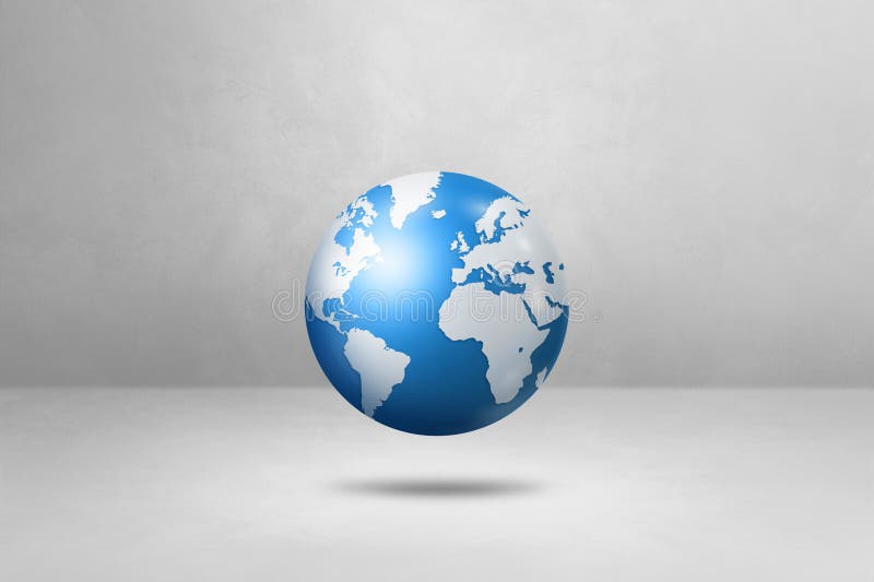 World Globe, Blue Earth Map, Isolated on White. Horizontal Background ...