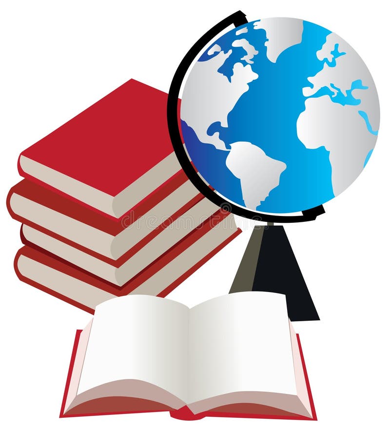 World globe and books stock vector. Illustration of cartography - 16109587