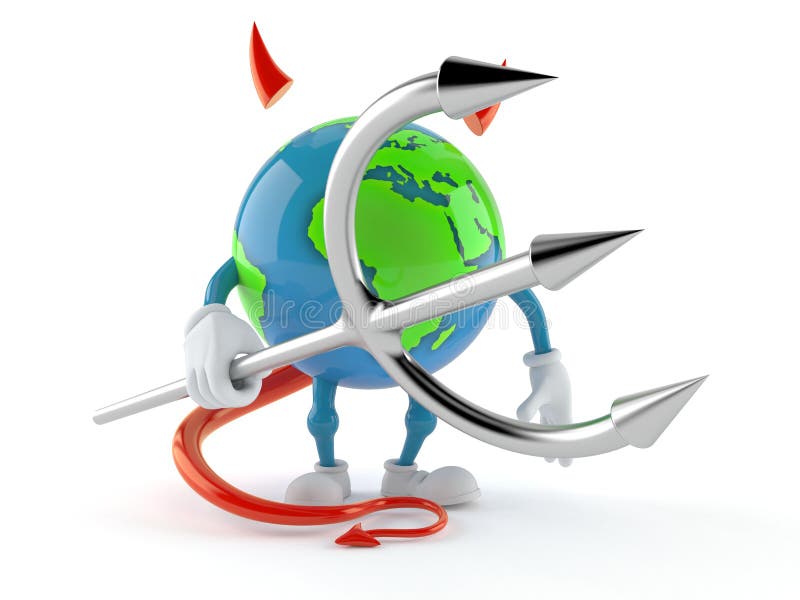 Devil World Globe Isolated Emoticon Stock Vector - Illustration of ...