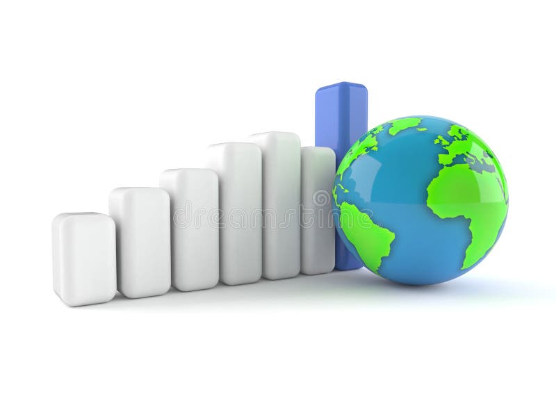 Globe and Bar Chart stock illustration. Illustration of global - 5144532