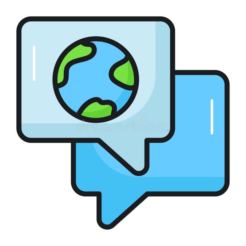 World Globe on Chat Bubble Denoting Vector of Eco Conversation, Premium Design Stock Vector ...