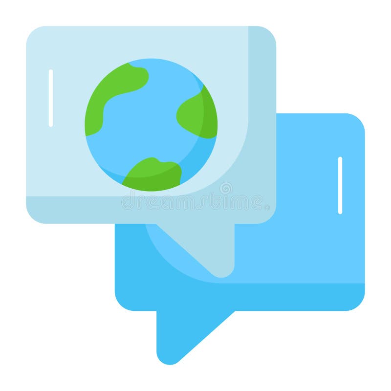 World Globe on Chat Bubble Denoting Vector of Eco Conversation, Premium ...