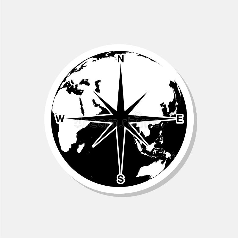 World Globe with Compass Icon Isolated on Gray Background Stock Vector ...