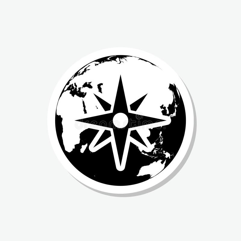 World Globe with Compass Icon Isolated on Gray Background Stock Vector ...