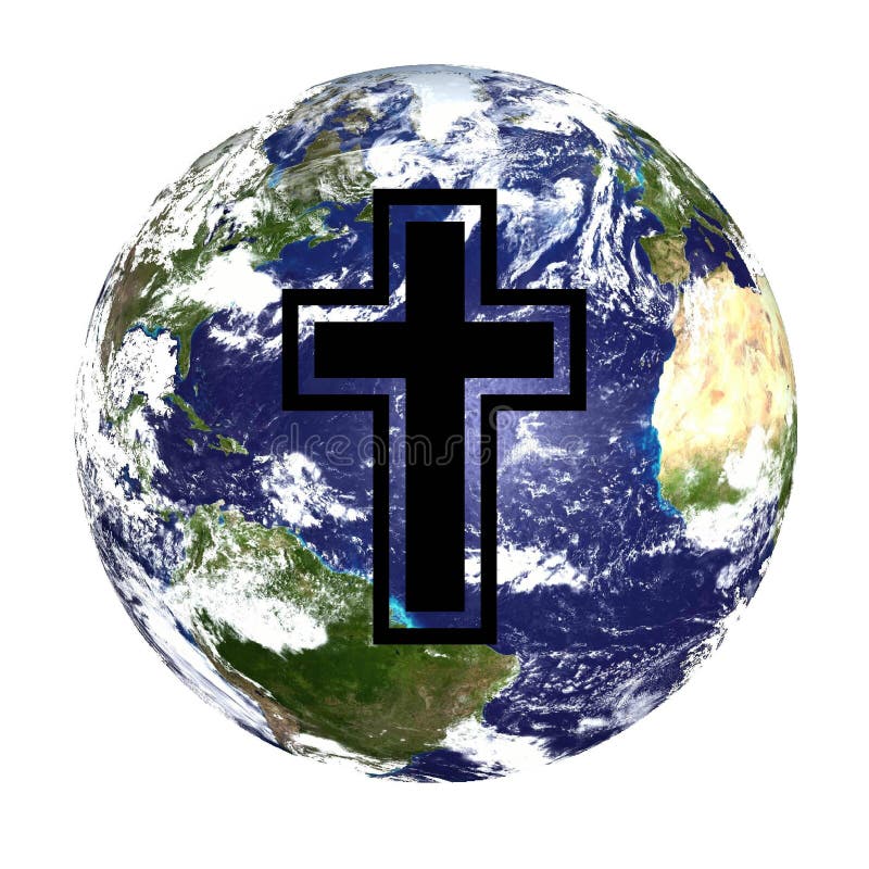 World globe and cross stock illustration. Illustration of black - 4073055