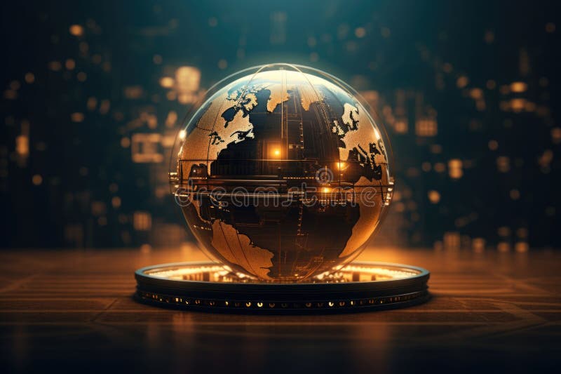 World Globe in Cyber World of Information. Future and Industry Concept ...