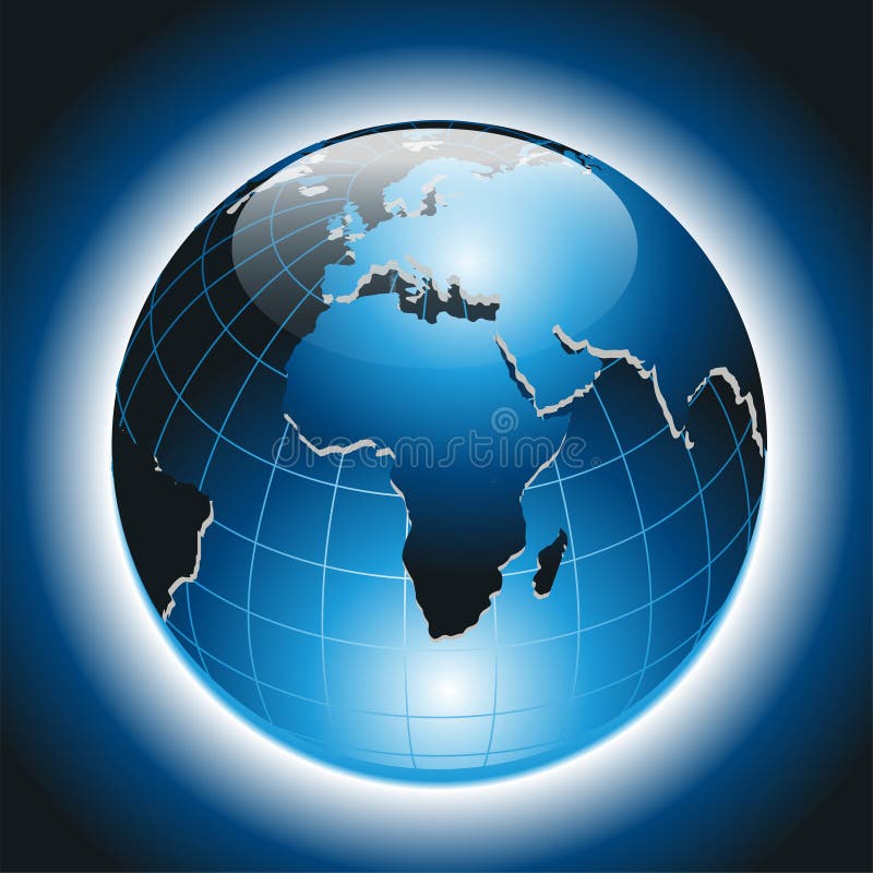 World Globe on Dark Blue Background Vector Stock Illustration ...