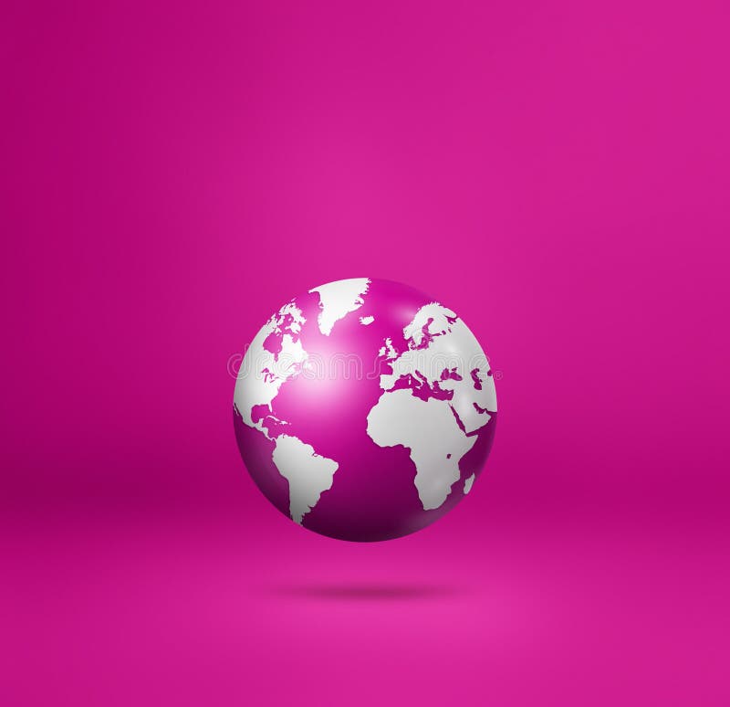 Pink Earth Globe Isolated on White Background Stock Illustration ...