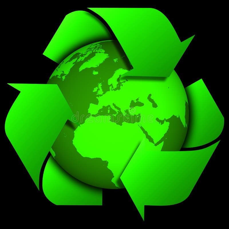 Recycle Logo with Tree and Earth. Eco Globe with Recycle Signs Stock ...