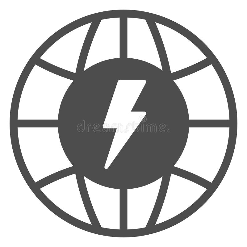 World Globe with Electricity Bubble Solid Icon, Energy Crysis Concept ...