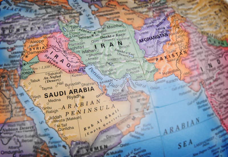 Iran and Iraq on map stock image. Image of east, closeup - 6838503