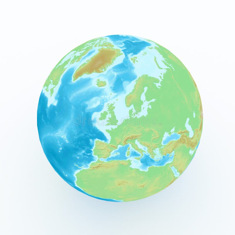 World Globe with Geographical Features Stock Illustration ...