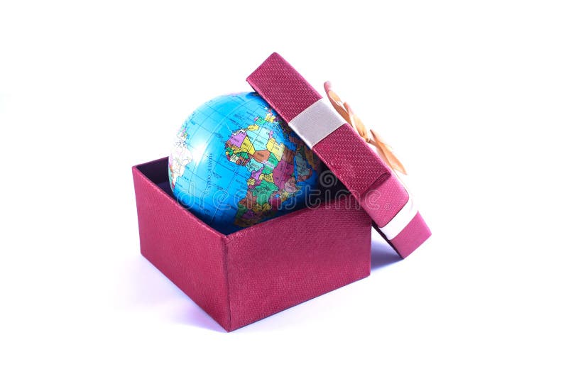 A World Globe in a Gift Box Stock Image - Image of celebration ...