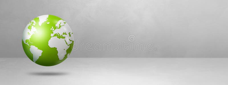 World Globe, Green Earth Map, Isolated on White. Banner Background ...