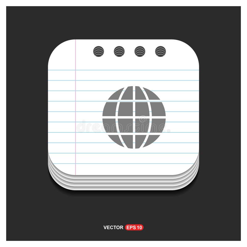 World Globe Icon Gray Icon on Notepad Style Template Vector EPS Stock ...