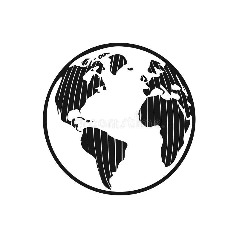 World Globe Icon Vector Illustration Showing Continents and Countries ...