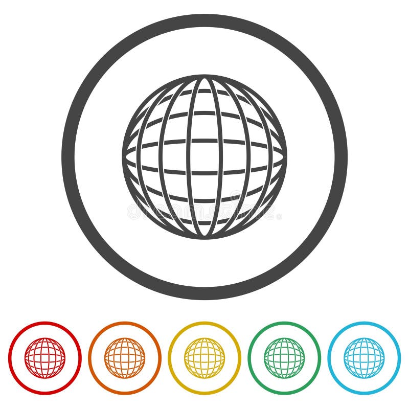 World Globe Icons in Color Circle Buttons Stock Vector - Illustration ...