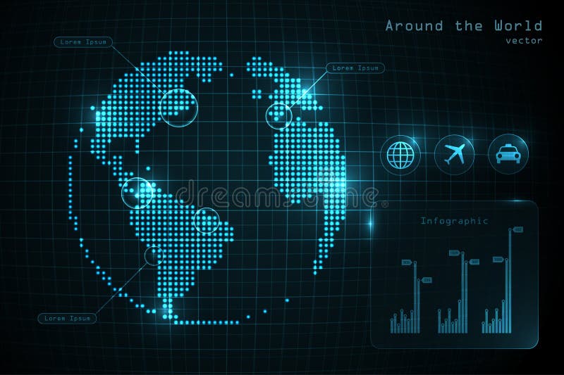World Globe Infographic with Icons and Diagrams Stock Vector ...