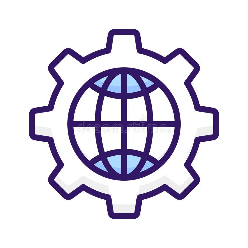 World Globe Inside Cogwheel Denoting Concept Icon of Global Setting ...