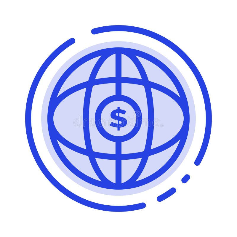 World, Globe, Internet, Dollar Blue Dotted Line Line Icon Stock Vector ...