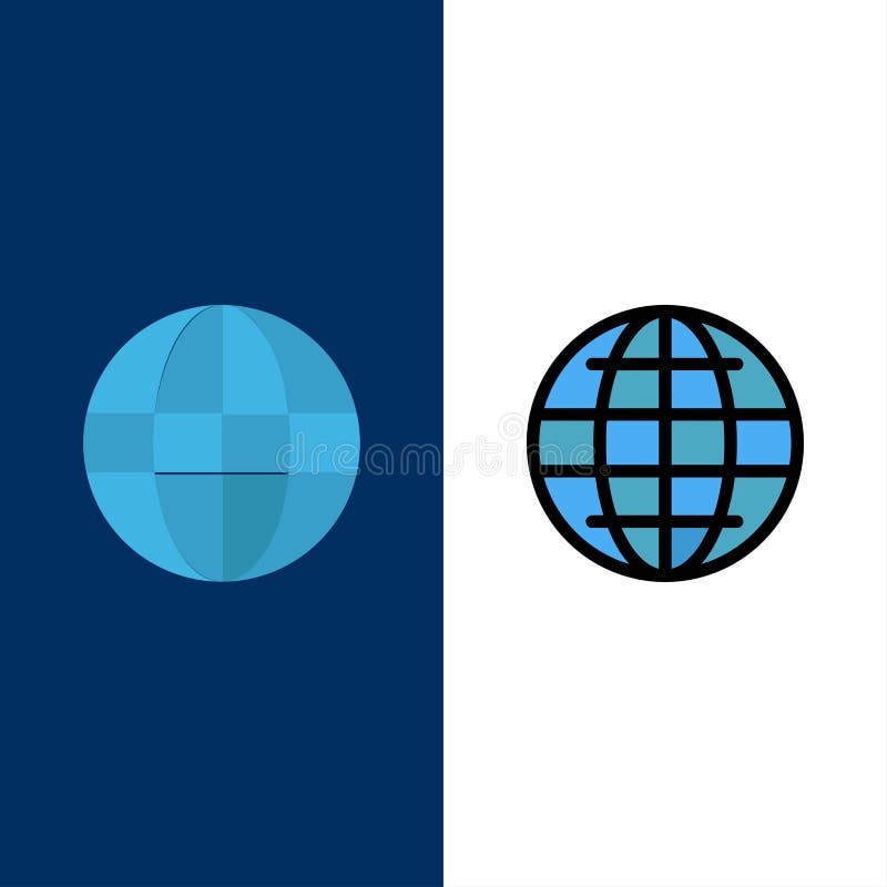World, Globe, Internet, Security Icons. Flat and Line Filled Icon Set ...