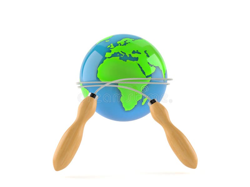 World Globe with Jumping Rope Stock Illustration - Illustration of ...