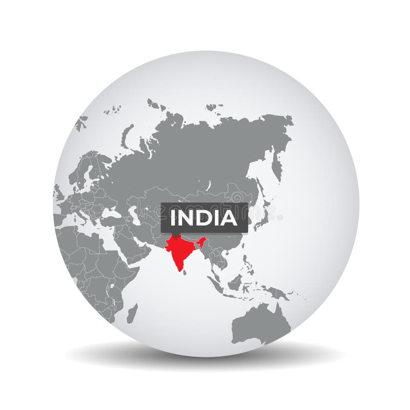 World Globe Map with the Identication of India. Stock Vector ...
