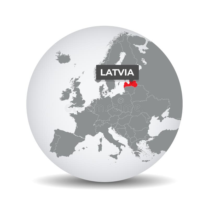 World Globe Map with the Identication of Latvia. Stock Vector ...