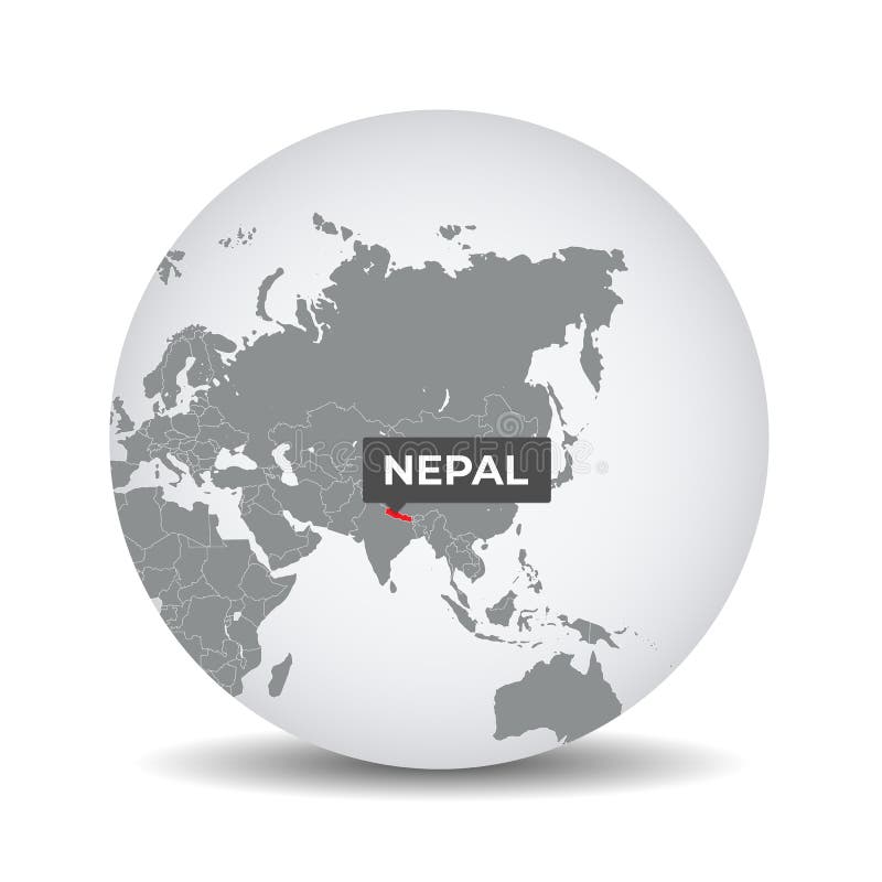 World Globe Map with the Identication of Nepal. Stock Vector - Illustration of political ...