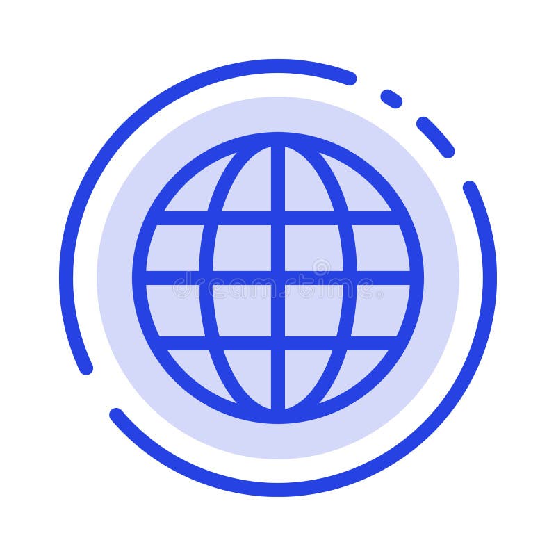 World, Globe, Map, Internet Blue Dotted Line Line Icon Stock Vector ...