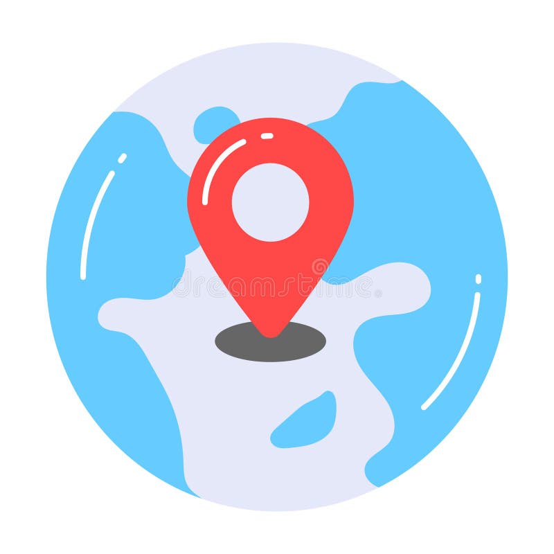 World Globe with Map Pin, Vector of Global Location in Trendy Style ... World Globe with Map Pin, Vector of Global Location in Trendy Style ...