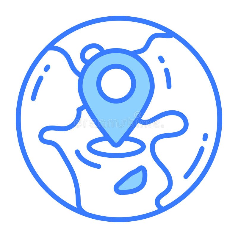 World Globe with Map Pin, Vector of Global Location in Trendy Style ... World Globe with Map Pin, Vector of Global Location in Trendy Style ...