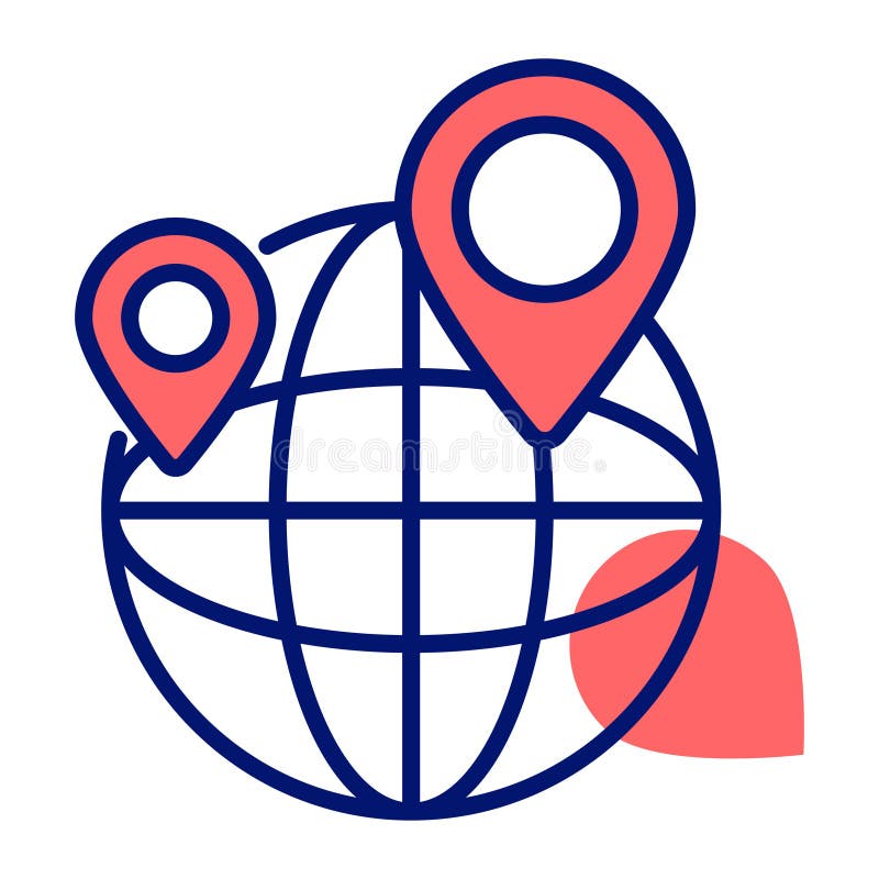 World Globe with Map Pointer Symbolizing Global Location Vector Stock ...