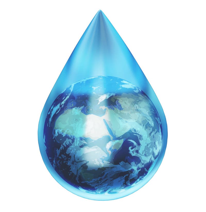 World Globe Map in a Water Drop Stock Illustration - Illustration of ...