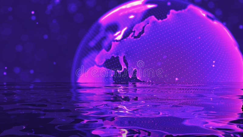 World Globe Metaverse Earth Map Background. Futuristic Technology ...