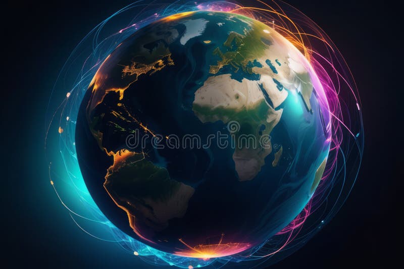 World Globe and Network Connection , Global Technology Concept 3d ...