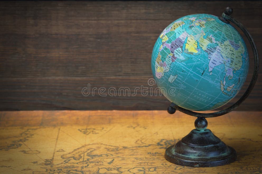 World Globe on the Old Map stock photo. Image of planning - 65187950