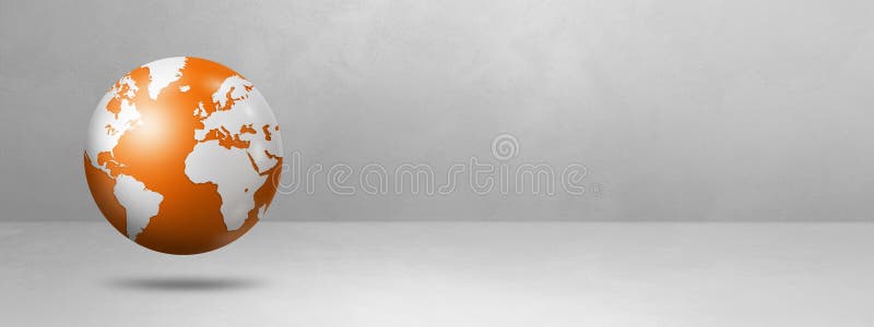 World Globe, Orange Earth Map, Isolated on White. Banner Background ...